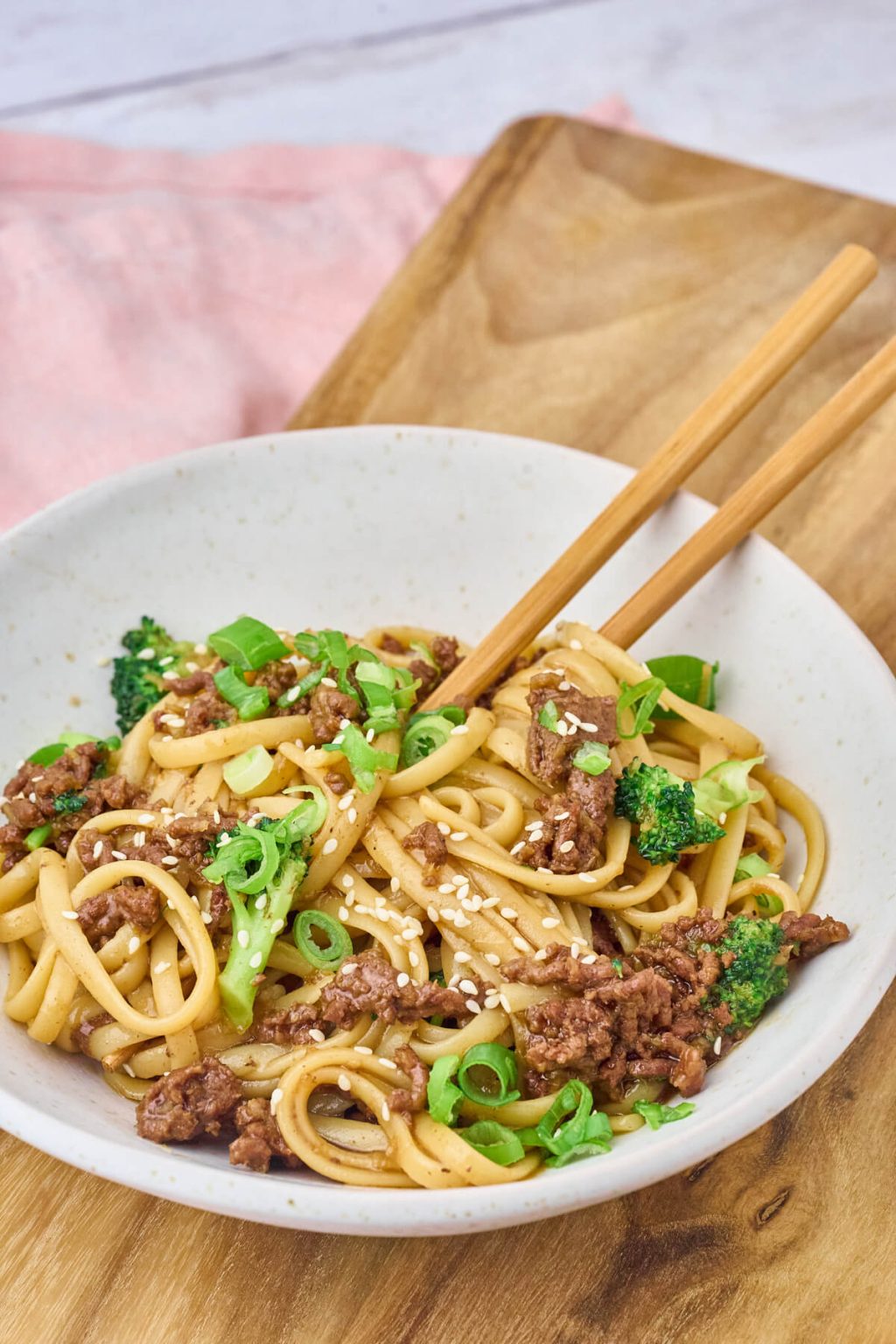 Mongolian noodles med hakket oksekød - Hurtig aftensmad